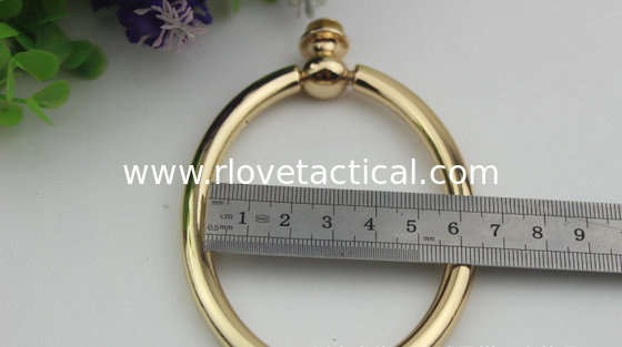 Unique fashion handbag hardware light gold metal circle handle for tote bag