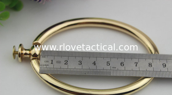Unique fashion handbag hardware light gold metal circle handle for tote bag
