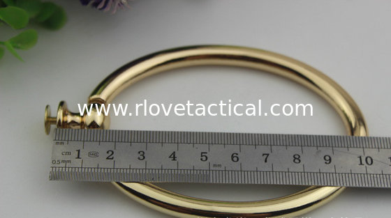 Unique fashion handbag hardware light gold metal circle handle for tote bag