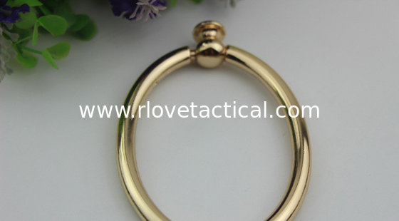 Unique fashion handbag hardware light gold metal circle handle for tote bag