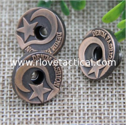 Custom hot sale gold color five-pointed star alloy 17 mm denim snap button for clothing