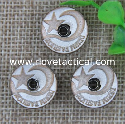 Custom hot sale gold color five-pointed star alloy 17 mm denim snap button for clothing