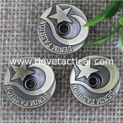 Custom hot sale gold color five-pointed star alloy 17 mm denim snap button for clothing
