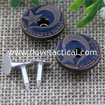 Custom hot sale gold color five-pointed star alloy 17 mm denim snap button for clothing