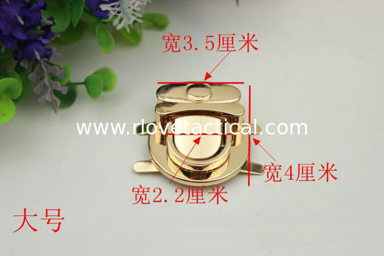 Professional custom luxury gold zinc alloy metal bag push locks 35*40 mm