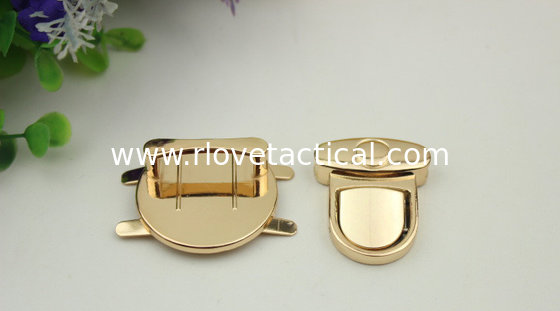 Professional custom luxury gold zinc alloy metal bag push locks 35*40 mm