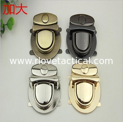 Fashionable handbag hardware zinc alloy nickel color metal push lock for bags