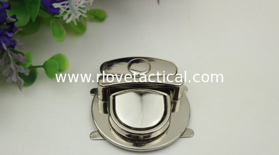 Fashionable handbag hardware zinc alloy nickel color metal push lock for bags