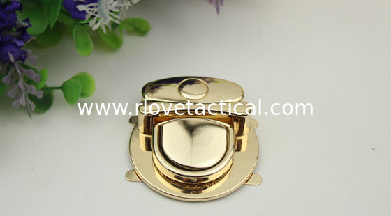 Fashionable handbag hardware zinc alloy nickel color metal push lock for bags