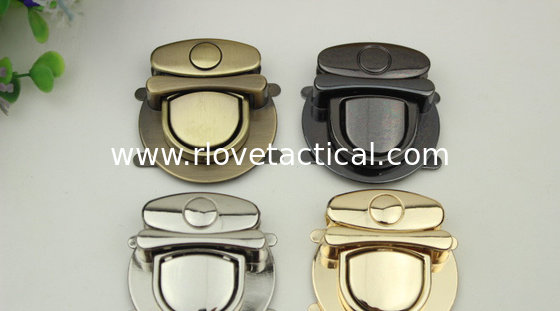 Fashionable handbag hardware zinc alloy nickel color metal push lock for bags