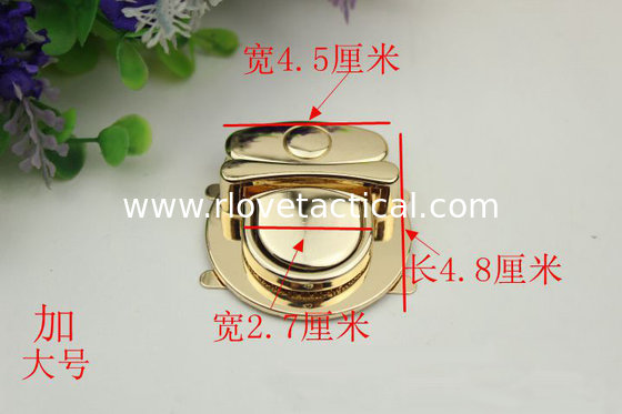 Fashionable handbag hardware zinc alloy nickel color metal push lock for bags