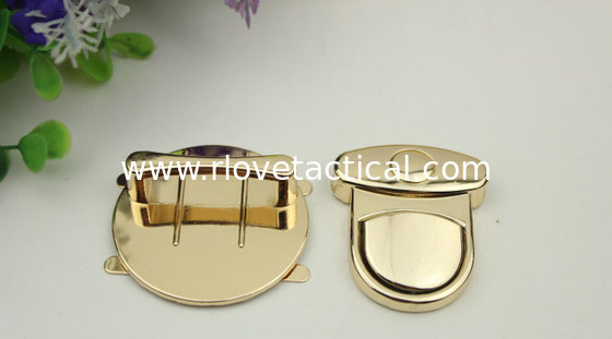 Fashionable handbag hardware zinc alloy nickel color metal push lock for bags