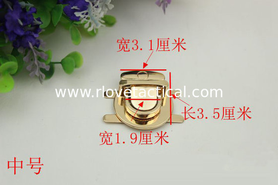 Bag hardware accessory nickel color zinc alloy metal push lock fittings for purse