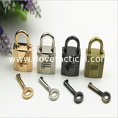 Fashion nickel color zinc alloy metal bag decorative lock with key for handbags