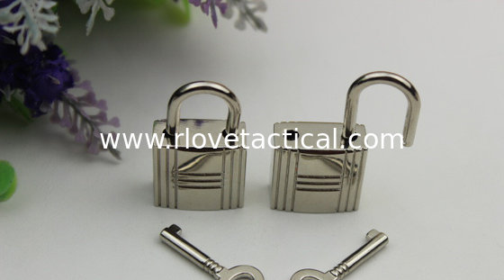 Fashion nickel color zinc alloy metal bag decorative lock with key for handbags