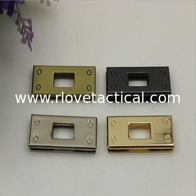 Quality leather craft handbag metal square twist lock accessories with light gold