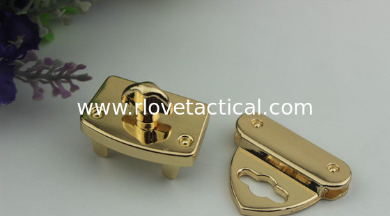 Shiny gold & gunmetal color high quality zinc alloy handbag turn lock