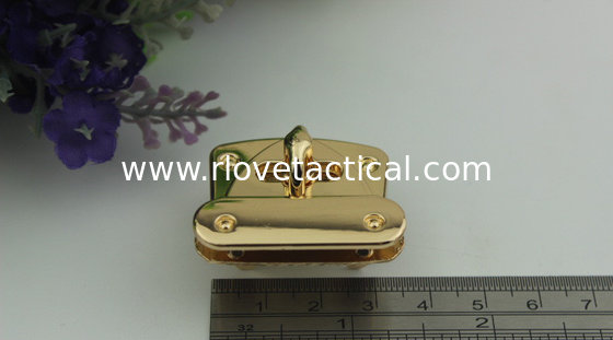 Shiny gold & gunmetal color high quality zinc alloy handbag turn lock