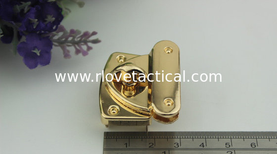 Shiny gold & gunmetal color high quality zinc alloy handbag turn lock