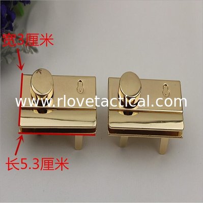 New fashion light gold zinc alloy metal bag hardware rectangle handbag turn lock