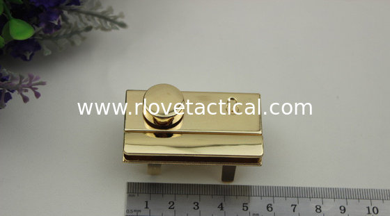 New fashion light gold zinc alloy metal bag hardware rectangle handbag turn lock
