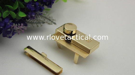 New fashion light gold zinc alloy metal bag hardware rectangle handbag turn lock