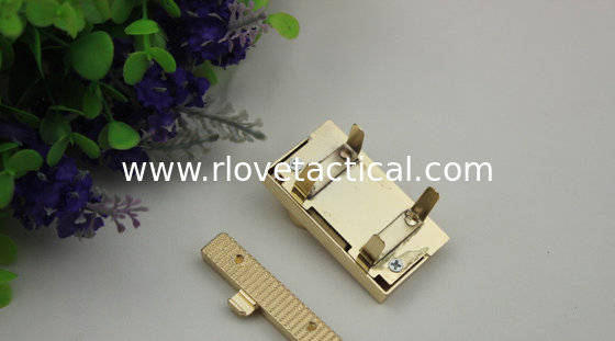 New fashion light gold zinc alloy metal bag hardware rectangle handbag turn lock