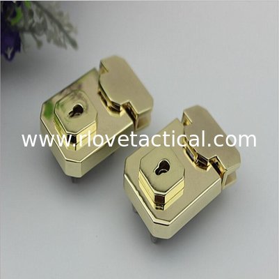 Wholesale zinc alloy hardware accessories shiny gold metal purse turn lock for leather wallets