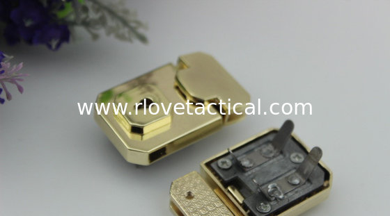 Wholesale zinc alloy hardware accessories shiny gold metal purse turn lock for leather wallets
