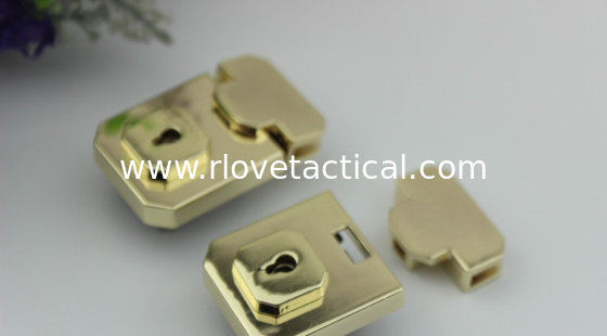 Wholesale zinc alloy hardware accessories shiny gold metal purse turn lock for leather wallets