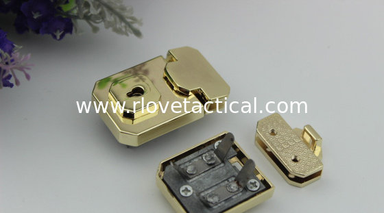 Wholesale zinc alloy hardware accessories shiny gold metal purse turn lock for leather wallets