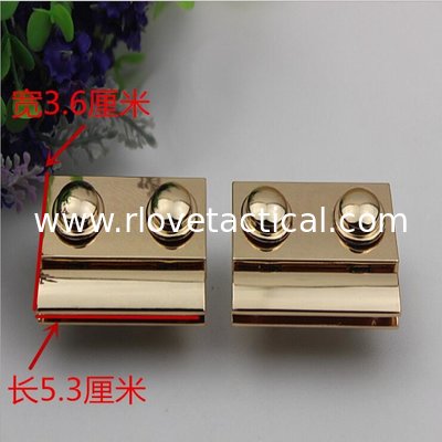 Multiple gold finish zinc alloy metal rectangle handbag lock for leather