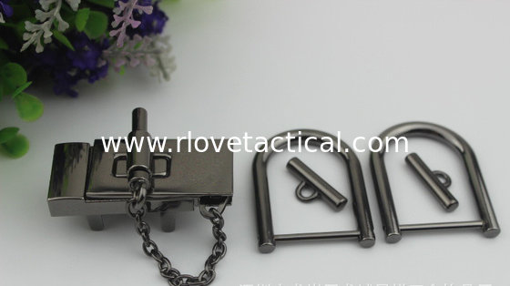 Light gold zinc alloy square metal shiny brand handbag clip lock