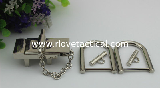Light gold zinc alloy square metal shiny brand handbag clip lock