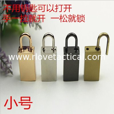 Multi-color easy open decoration hardware handbag hang lock without keys