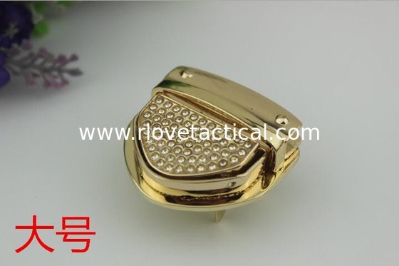New design two style size gold diamond decoration press push button locks for handbags