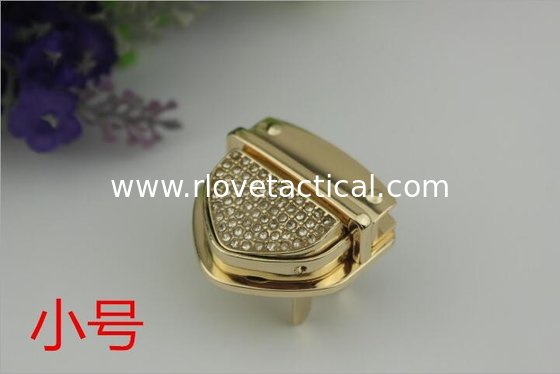 New design two style size gold diamond decoration press push button locks for handbags