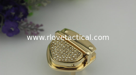 New design two style size gold diamond decoration press push button locks for handbags