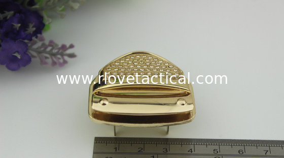 New design two style size gold diamond decoration press push button locks for handbags