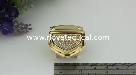 New design two style size gold diamond decoration press push button locks for handbags