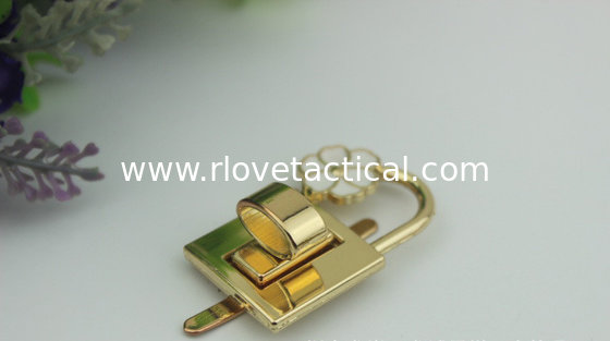 Beautiful flower decorative gold zinc alloy handbag turn twist locks