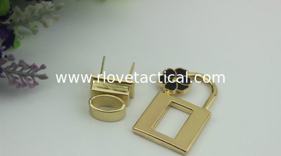 Beautiful flower decorative gold zinc alloy handbag turn twist locks