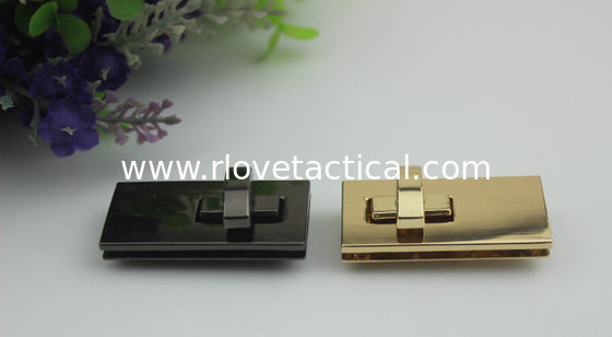 Fancy simple design gold & gunmetal color zinc alloy fittings metal twist turn lock for handbag