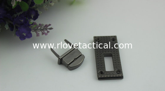 Fancy simple design gold & gunmetal color zinc alloy fittings metal twist turn lock for handbag