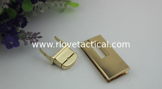 Fancy simple design gold & gunmetal color zinc alloy fittings metal twist turn lock for handbag