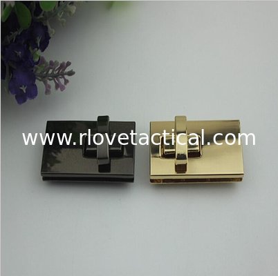 Fancy simple design gold & gunmetal color zinc alloy fittings metal twist turn lock for handbag