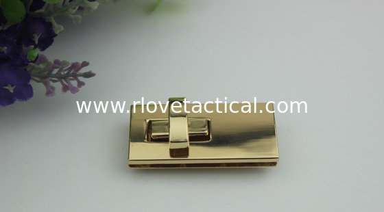 Fancy simple design gold & gunmetal color zinc alloy fittings metal twist turn lock for handbag