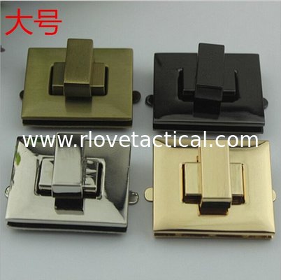 Factory Price Nickle Free Plating Gold Zinc Alloy Rectangle Metal Twist Turn Lock For Handbags