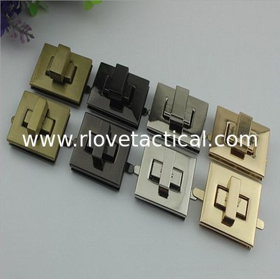 Factory Price Nickle Free Plating Gold Zinc Alloy Rectangle Metal Twist Turn Lock For Handbags