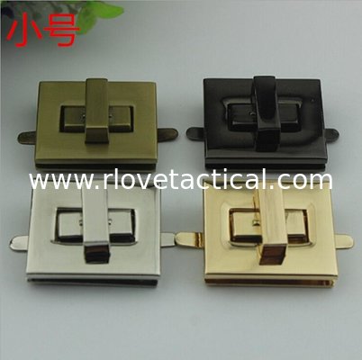 Factory Price Nickle Free Plating Gold Zinc Alloy Rectangle Metal Twist Turn Lock For Handbags